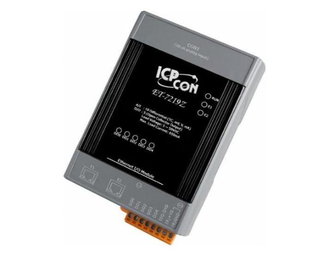 ICP DAS ET-7219Z/S - Ethernet I/O Module with 2-port Ethernet Switch with 10-ch universal Analog ...