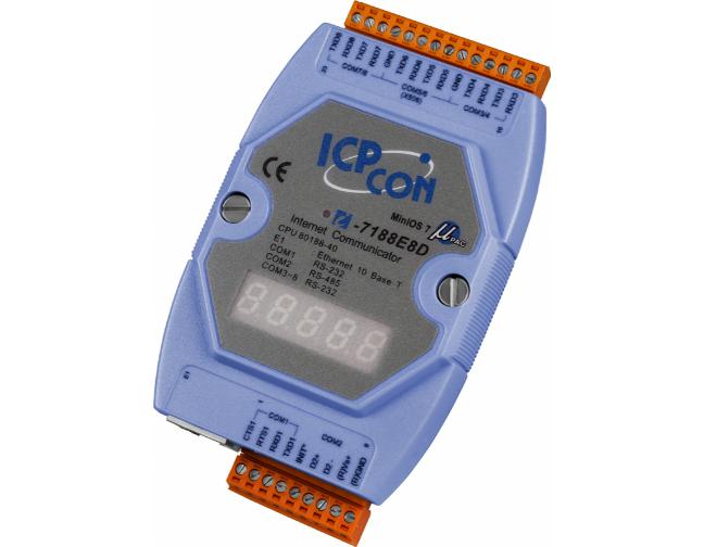 ICP DAS I-7188E8D - 8 Serial Ports to Ethernet Converter / Intelligent Controller with 7 segment ...