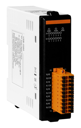 ICP DAS USB-2060 - 6-channel Isolated Digital Input and 6-channel Relay Output Module (RoHS ...